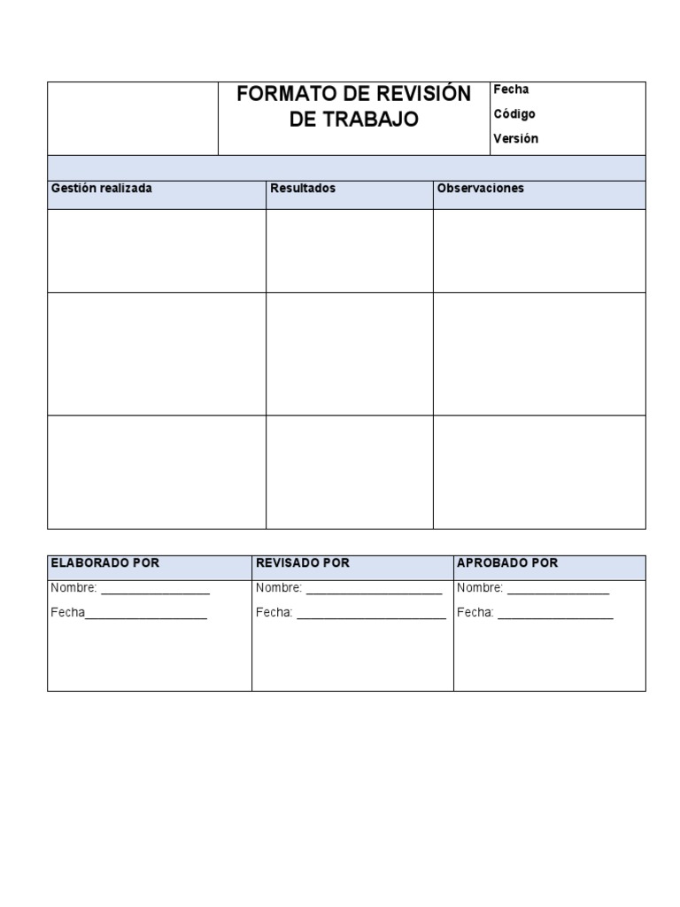 Formato de Revisión de Trabajo | PDF