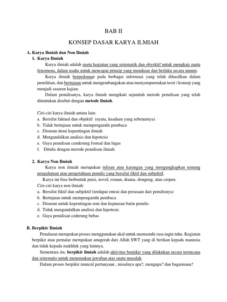 BAB II Konsep Dasar Karya Ilmiah | PDF | Sains & Matematika