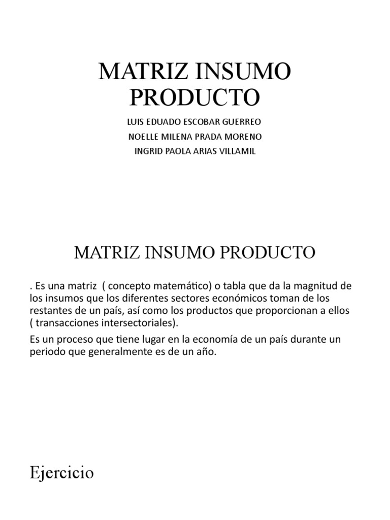 Matriz Insumo Producto 1 | PDF