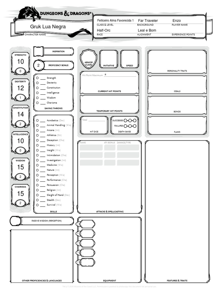 Gruk Lua Negra: Far Traveler Enzo Half-Orc Leal e Bom | PDF | Leisure ...