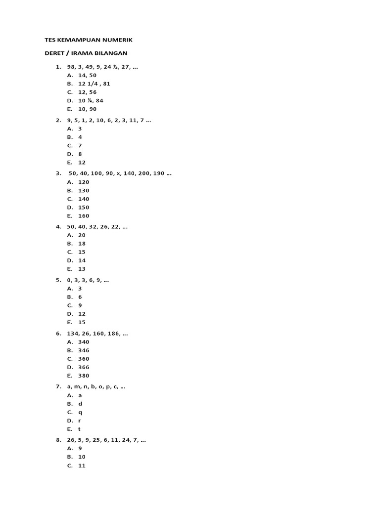 Tes Kemampuan Numerik | PDF