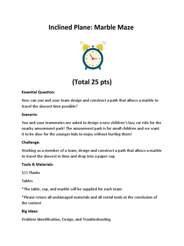 Inclined Plane Marble Maze | PDF