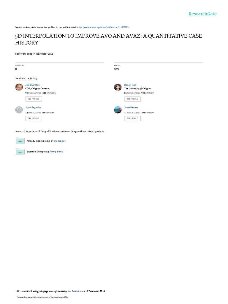 5D Interpolation To Improve AVO and AVAz | PDF | Reflection Seismology ...