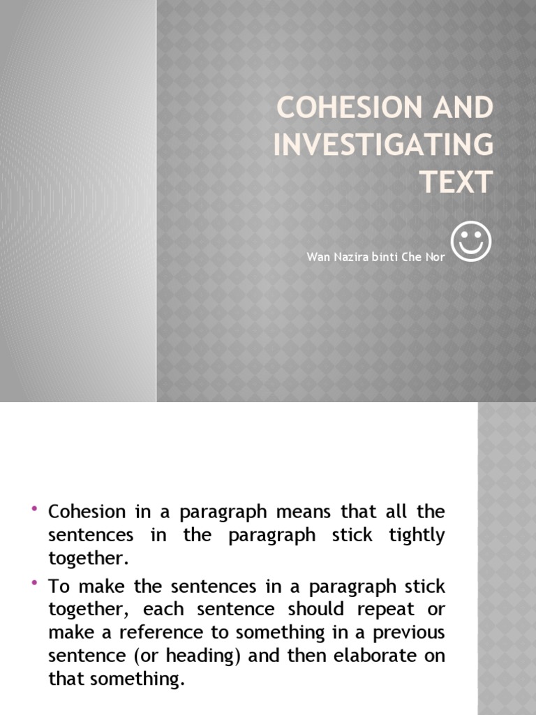 Cohesion and Investigating Text | PDF