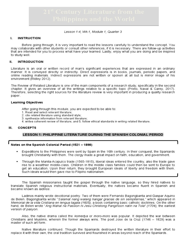 21st Century Literature From The Philippines and The World - Module 1 ...