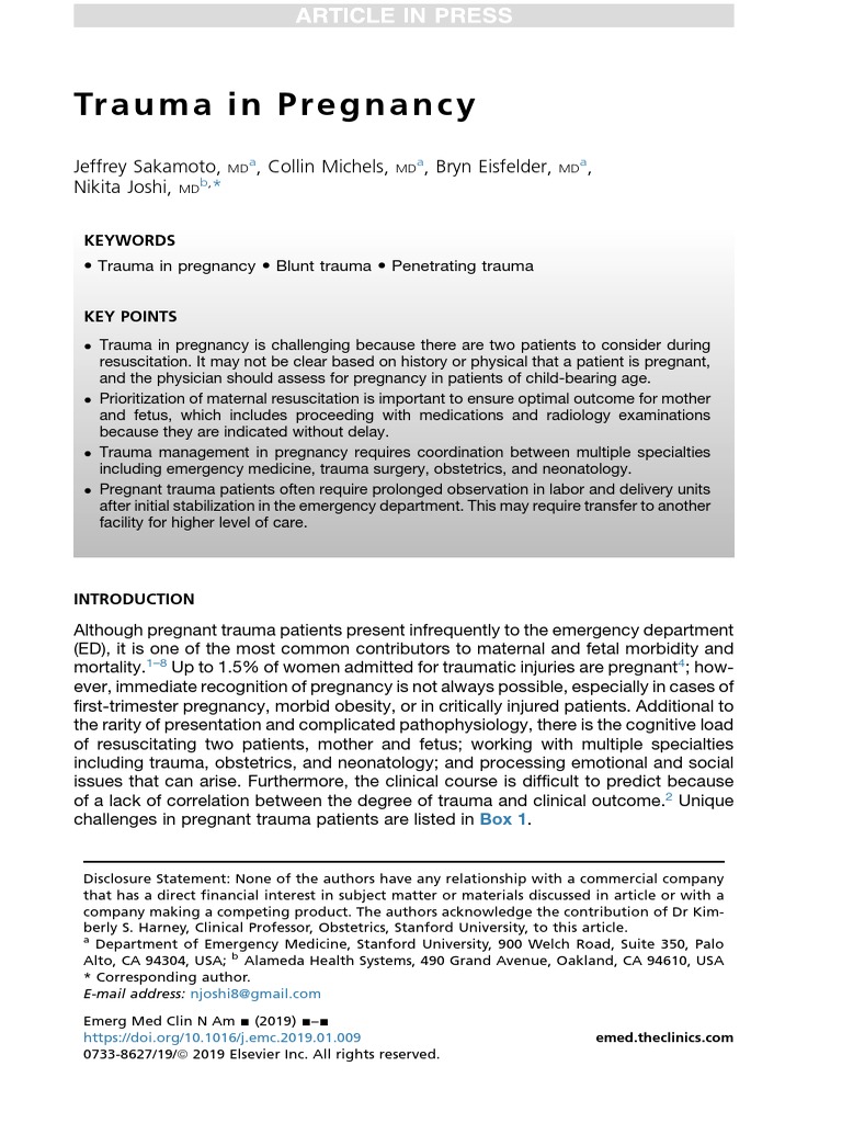 Trauma in Pregnancy Guide | PDF | Pregnancy | Childbirth