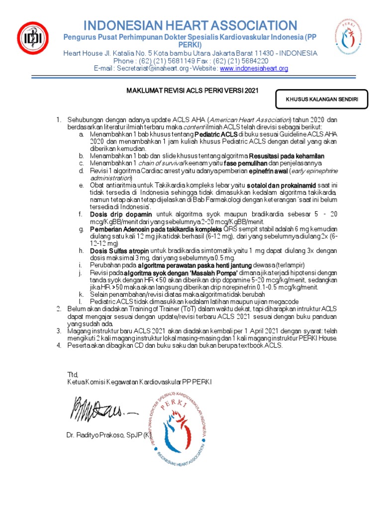 Revisi Algoritma ACLS PERKI 2021 | PDF