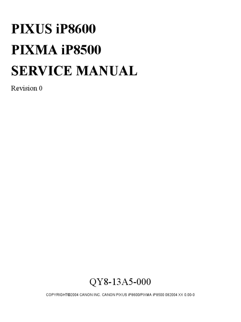 Canon Pixma Ip8500 Printer Service Manual | PDF | Printer (Computing ...