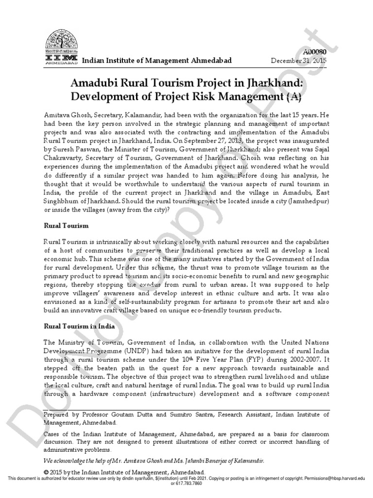 Case 4 Amadubi Rural Tourism Project A | PDF | Tourism | Capacity Building