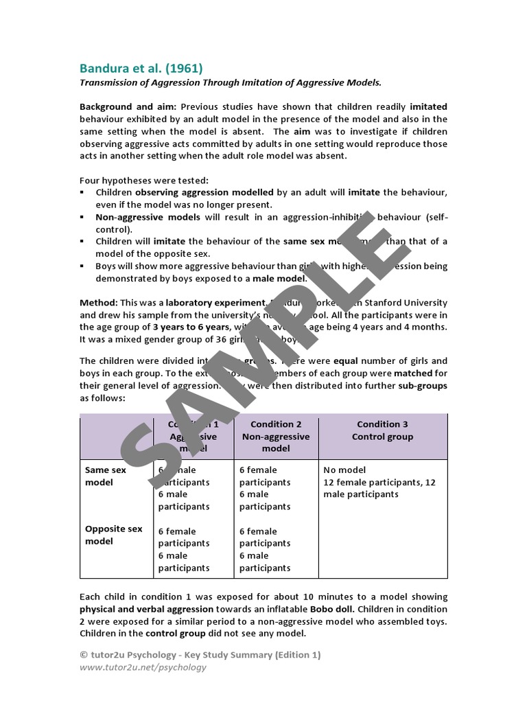 OCR-A-Level Psychology Study-Summaries Core-Sample | PDF | Aggression ...