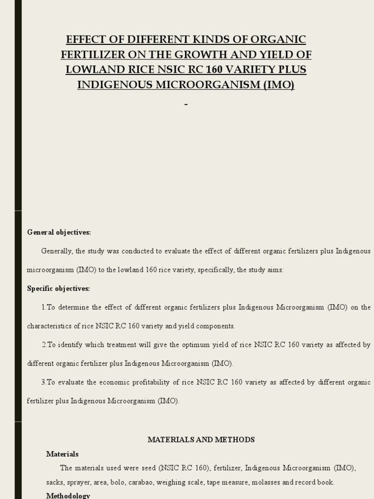 Effect of Different Kinds of Organic Fertilizer On The Growth and Yield ...