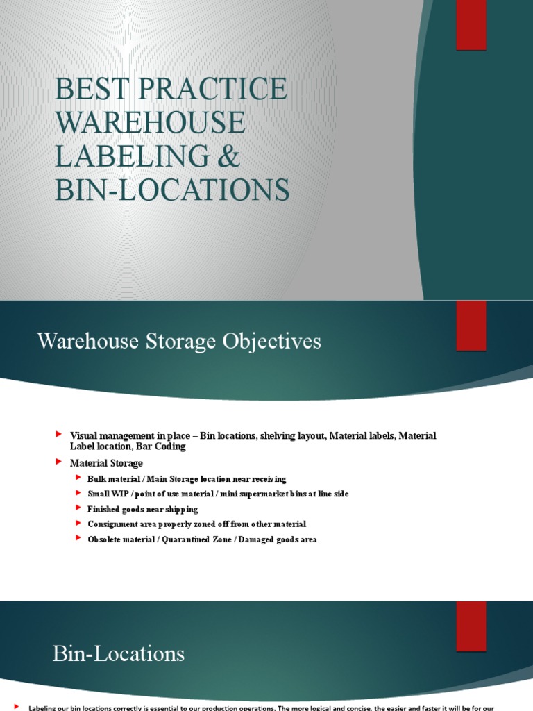 Optimize Warehouse Labeling & Bin Locations | PDF | Barcode | Warehouse