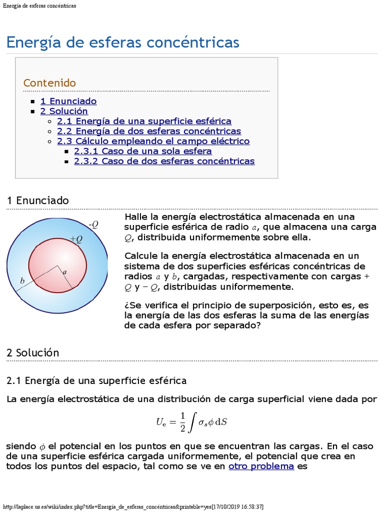 Energía de Esferas Concéntricas | PDF | Energía potencial | Electrostática