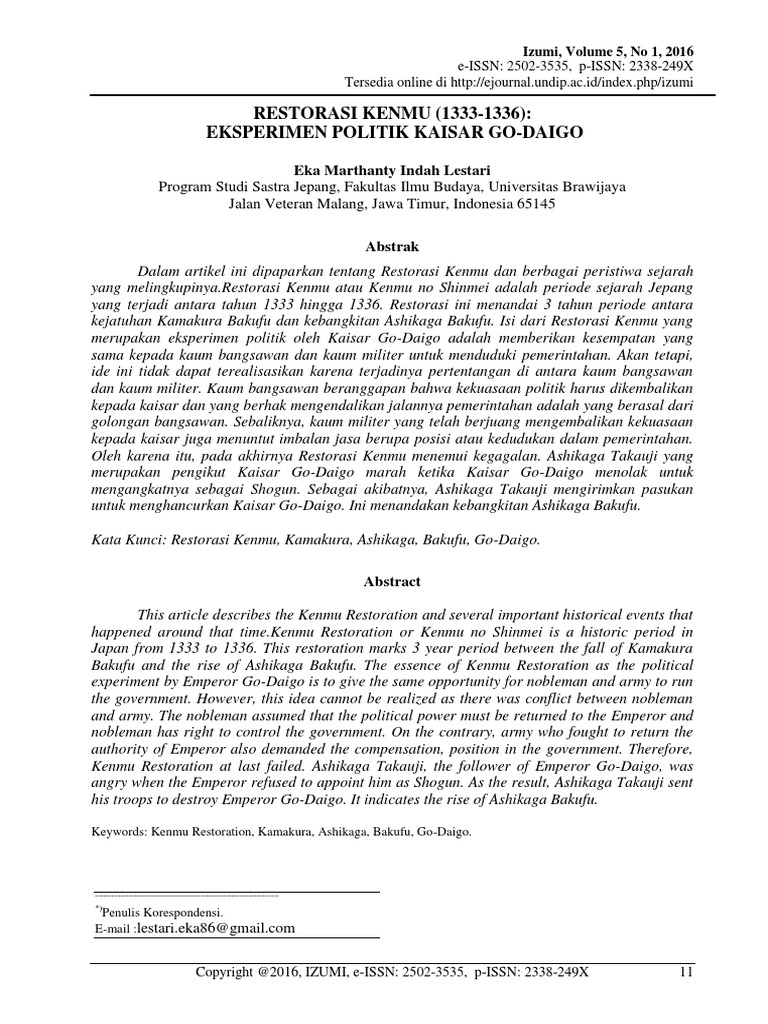 ID Restorasi Kenmu 1333 1336 Eksperimen Pol | PDF