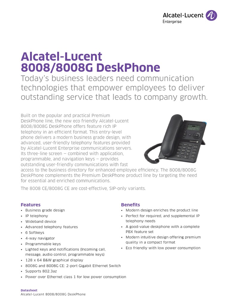 Alcatel-Lucent 8008/8008G Deskphone | PDF | Telephony | Session ...