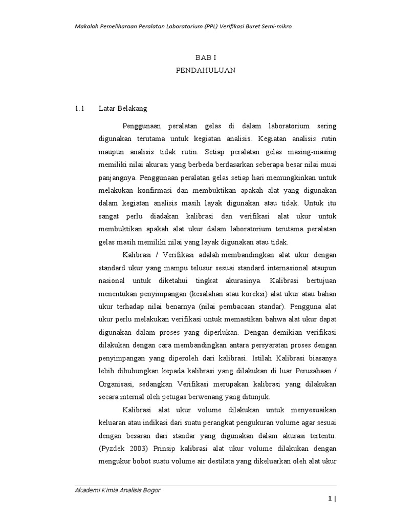 Verifikasi Buret Semi-mikro di Laboratorium | PDF