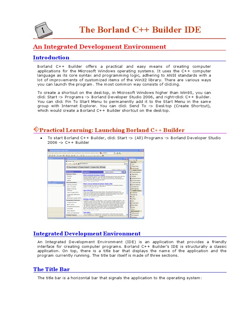The Borland C++ Builder IDE: An Integrated Development Environment ...