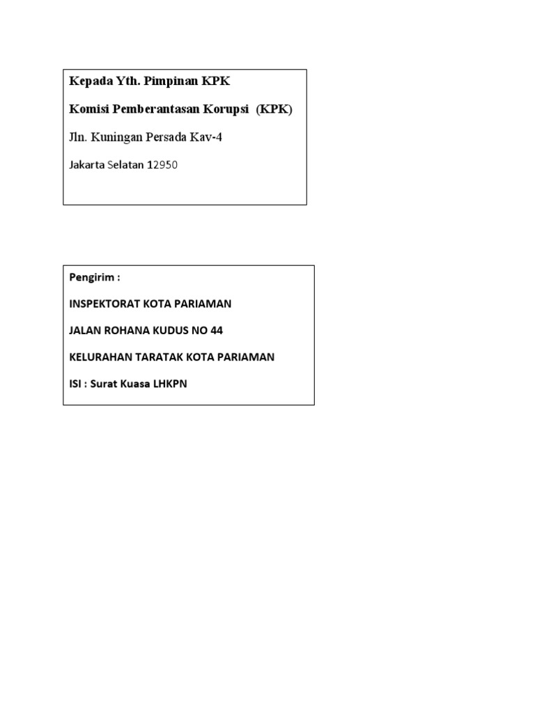 Surat Kuasa LHKPN untuk KPK | PDF