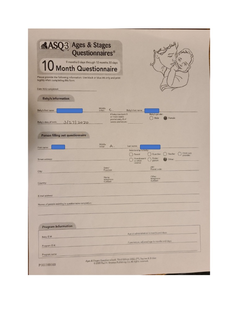 Asq-3 Full Questionnaire | PDF