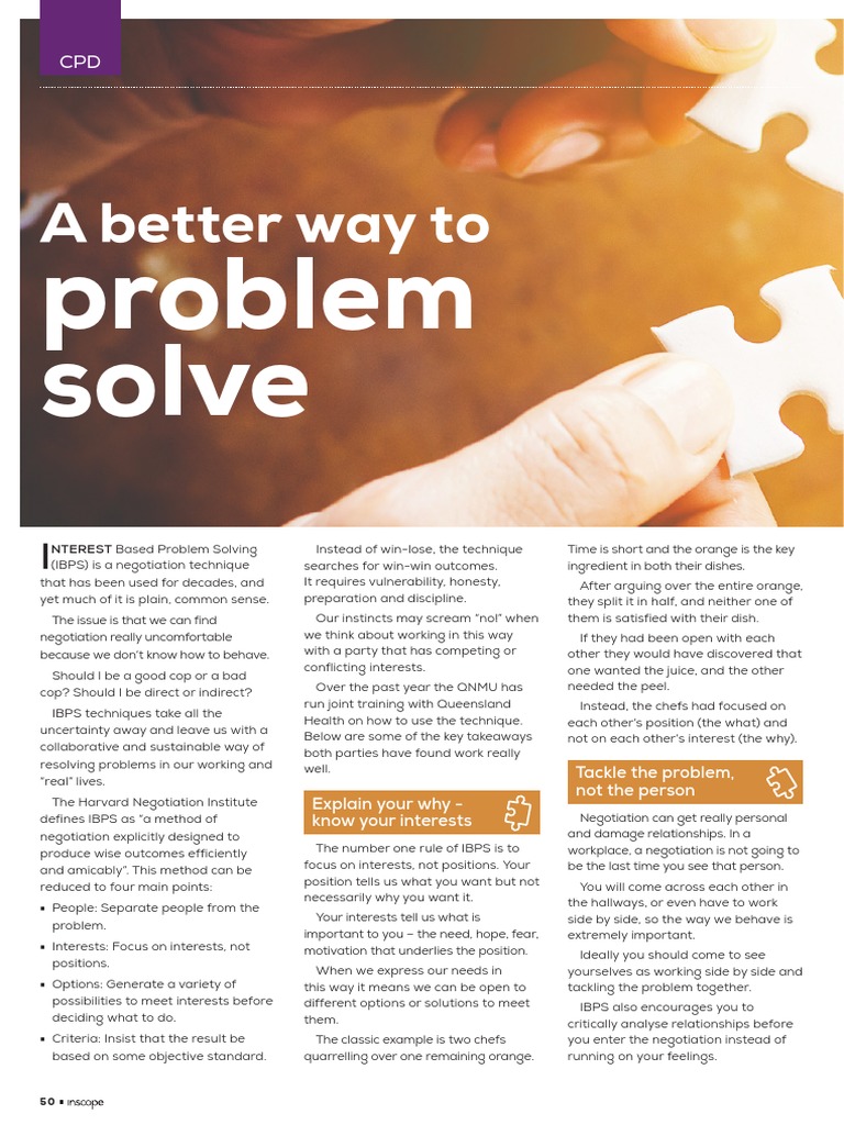 CPD Interest Based Problem Solving Summer 2020 | PDF | Negotiation ...
