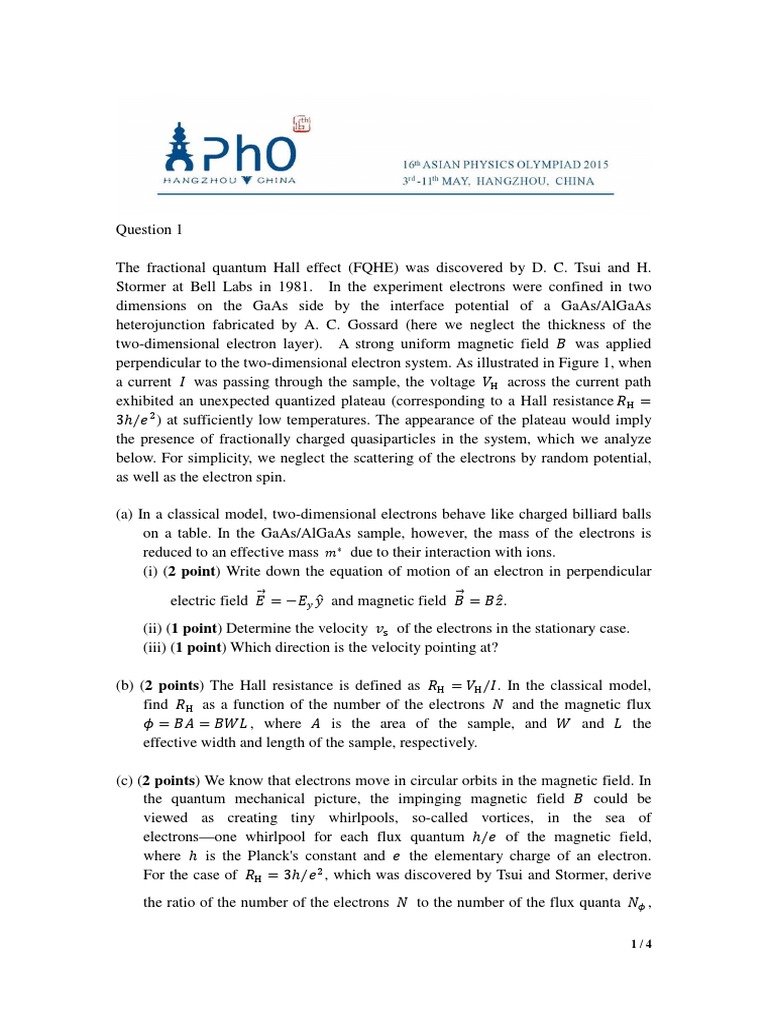 APhO2015 Theo Prob1 | PDF | Electron | Modern Physics