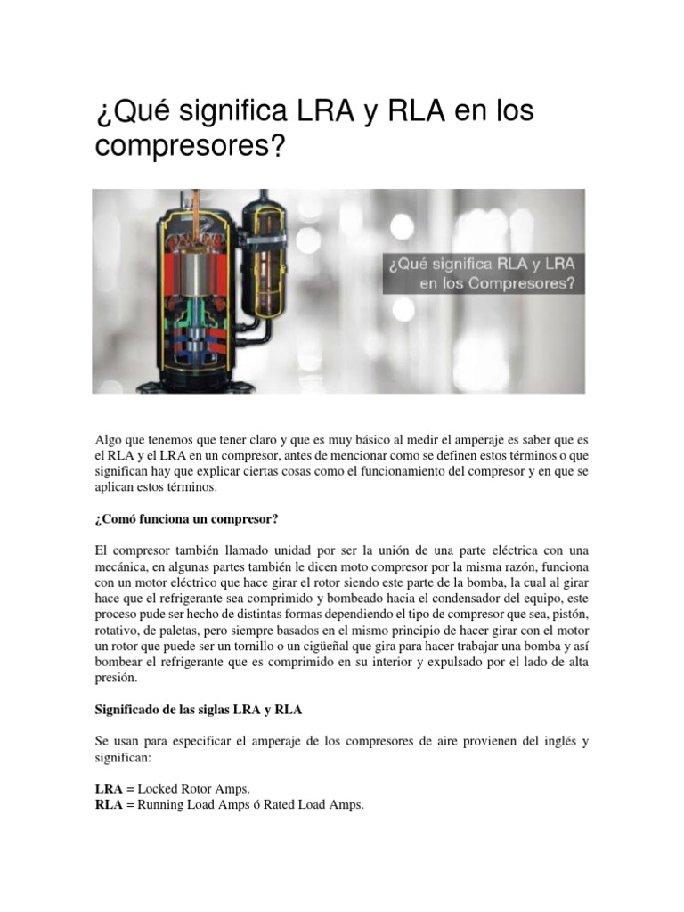 Qué Significa LRA y RLA en Los Compresores | PDF | Bomba | Motor eléctrico
