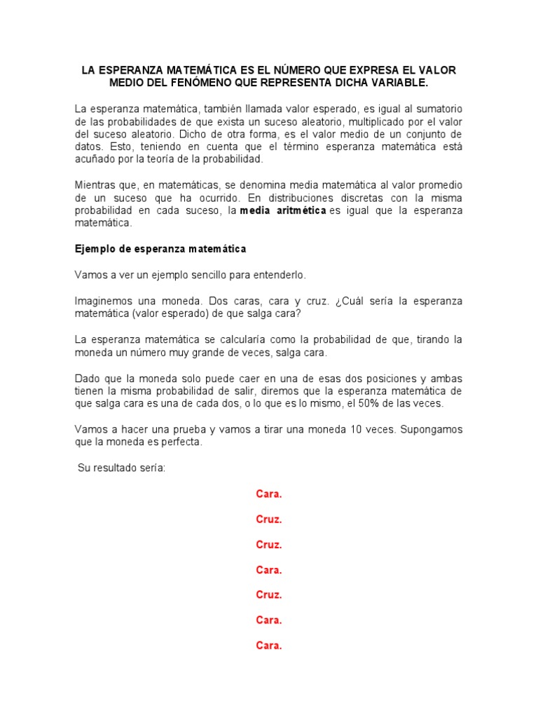 La Esperanza Matemática Astrid Tarea 3 | PDF | Teoría de probabilidad ...