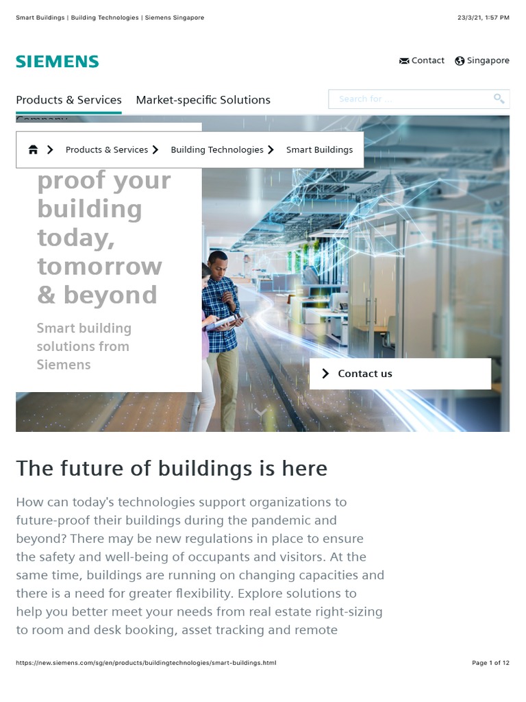 Smart Buildings - Building Technologies - Siemens Singapore | PDF ...