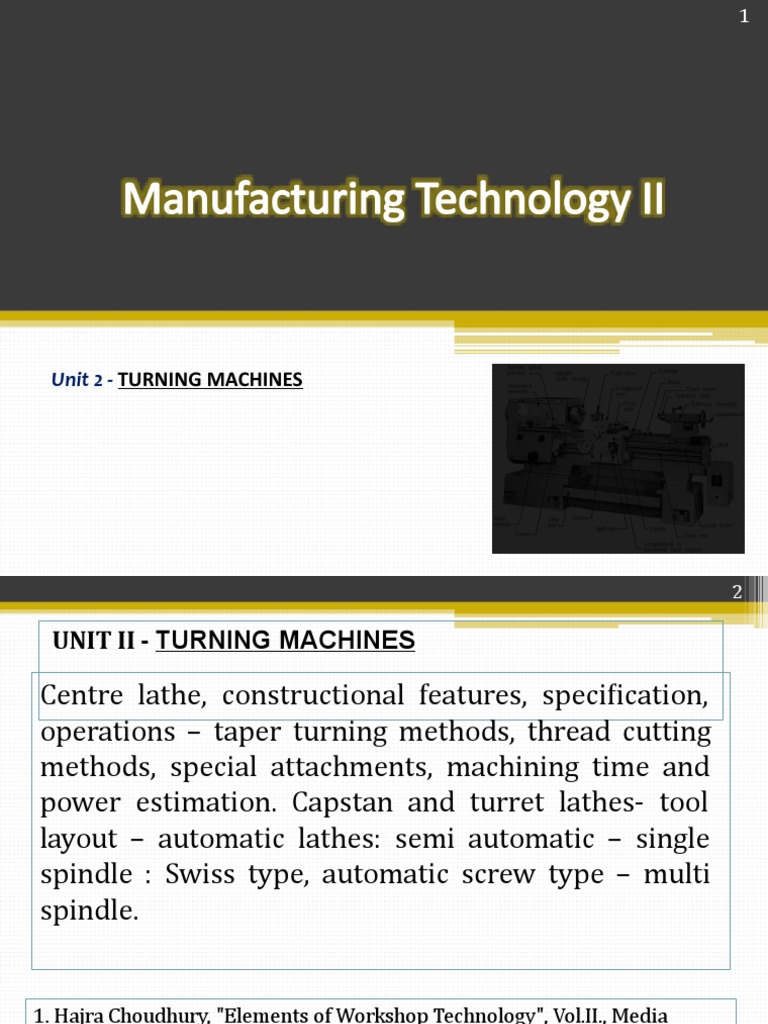 Unit II - Turning Machines | PDF | Screw | Machining