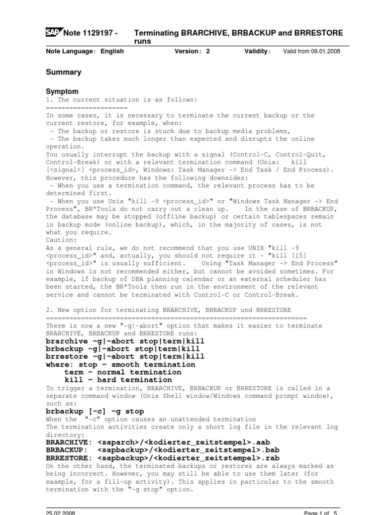 Brbackup Termination | PDF | Backup | Command Line Interface