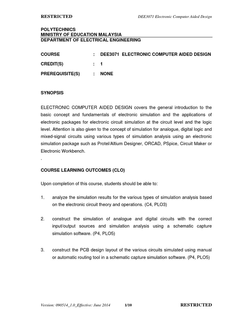 Dee3071 Electronic Computer Aided Design (Ecad) - S | PDF | Electronics ...