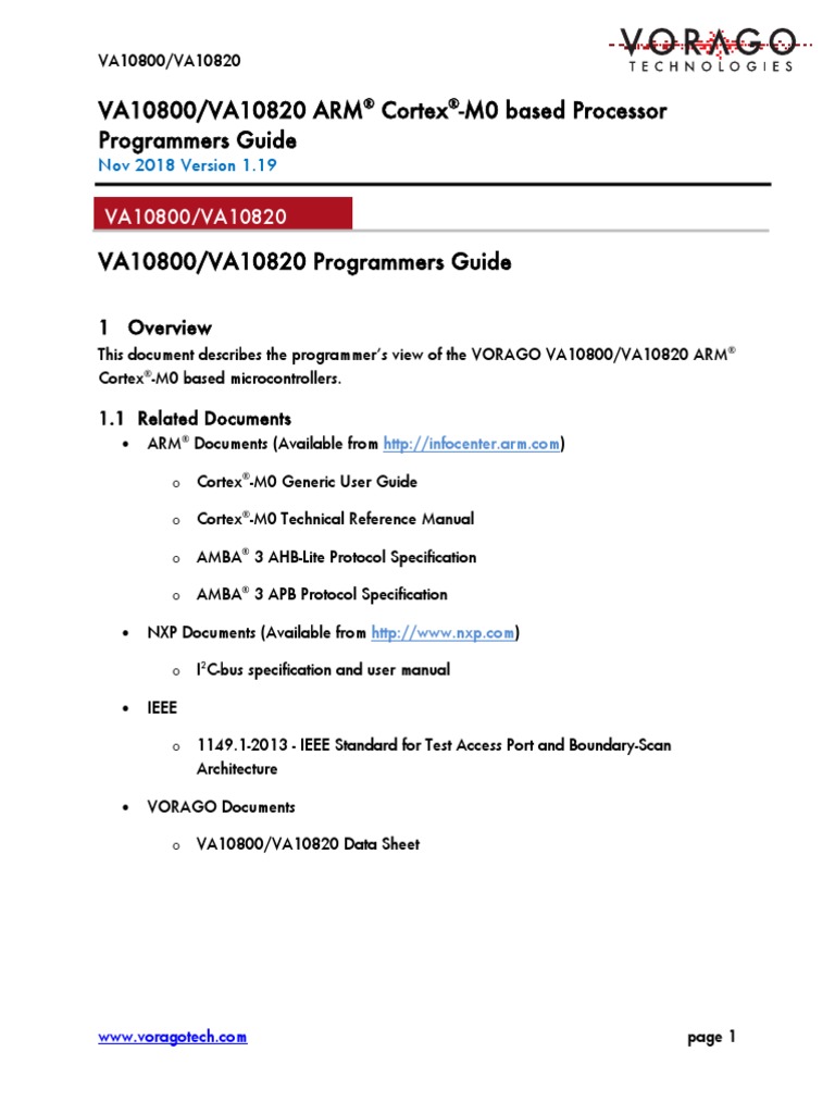 VA10800/VA10820 ARM Cortex - M0 Based Processor Programmers Guide | PDF | Arm Architecture | Booting