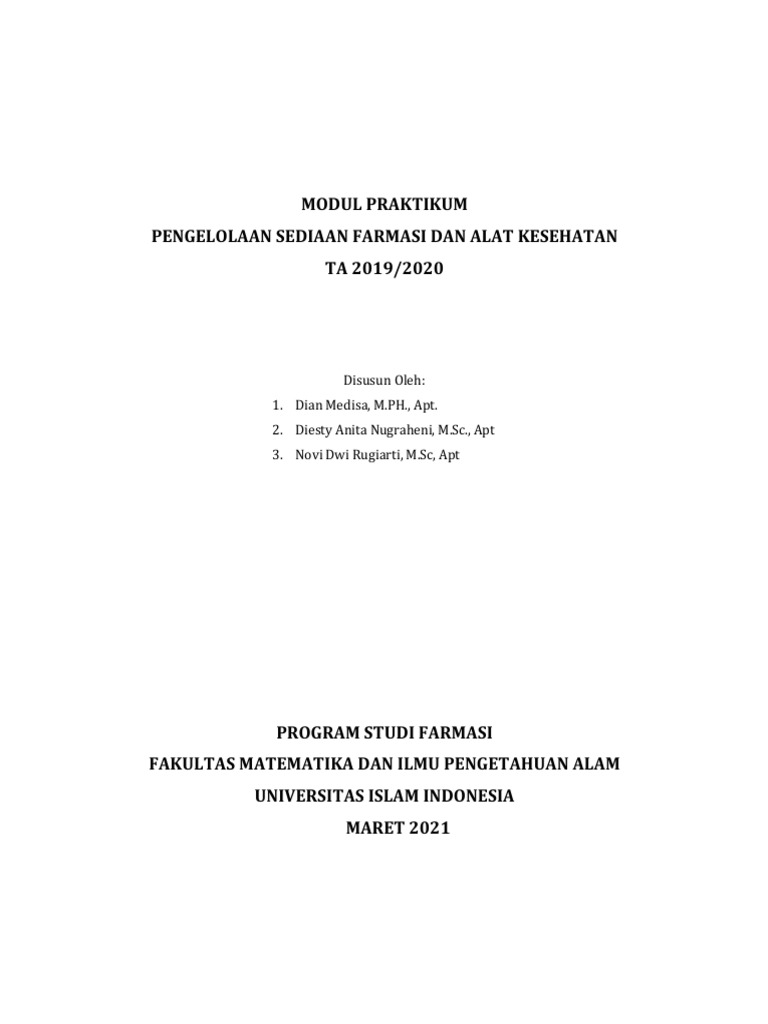Modul Prakt Pengelolaan Sediaan Farmasi&alkes 2021 | PDF | Karier & Perkembangan | Bisnis