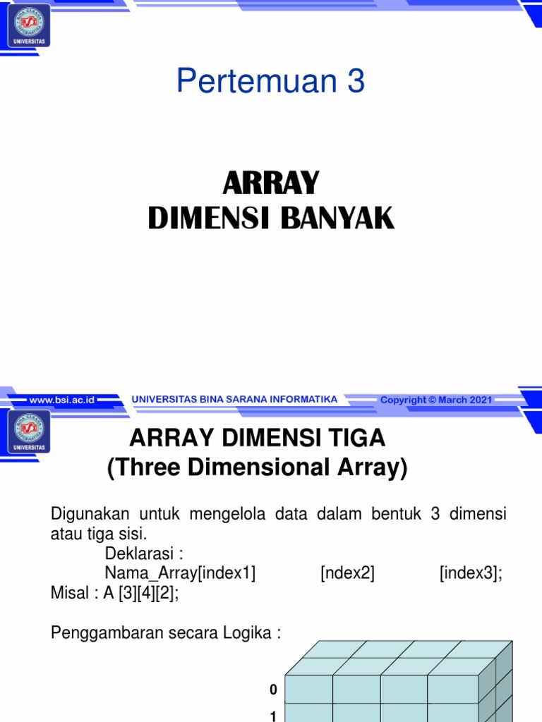 Pertemuan 3: Array Dimensi Banyak | PDF