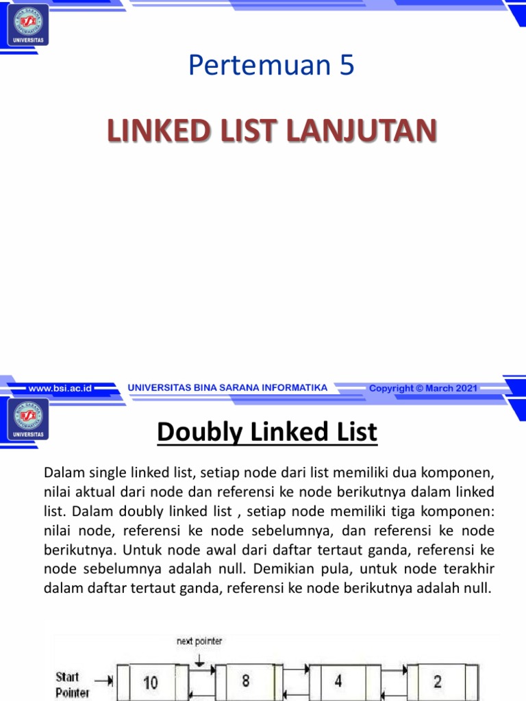 Linked List Lanjutan: Pertemuan 5 | PDF