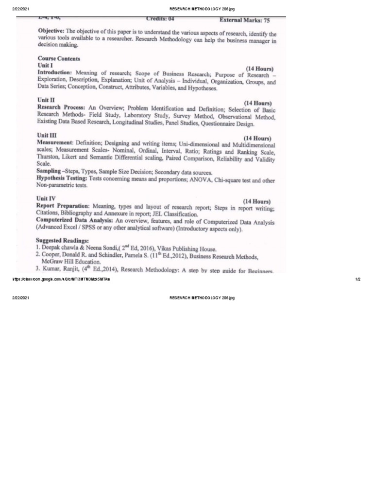 Research Methodology 206.Jpg Syllabus | PDF