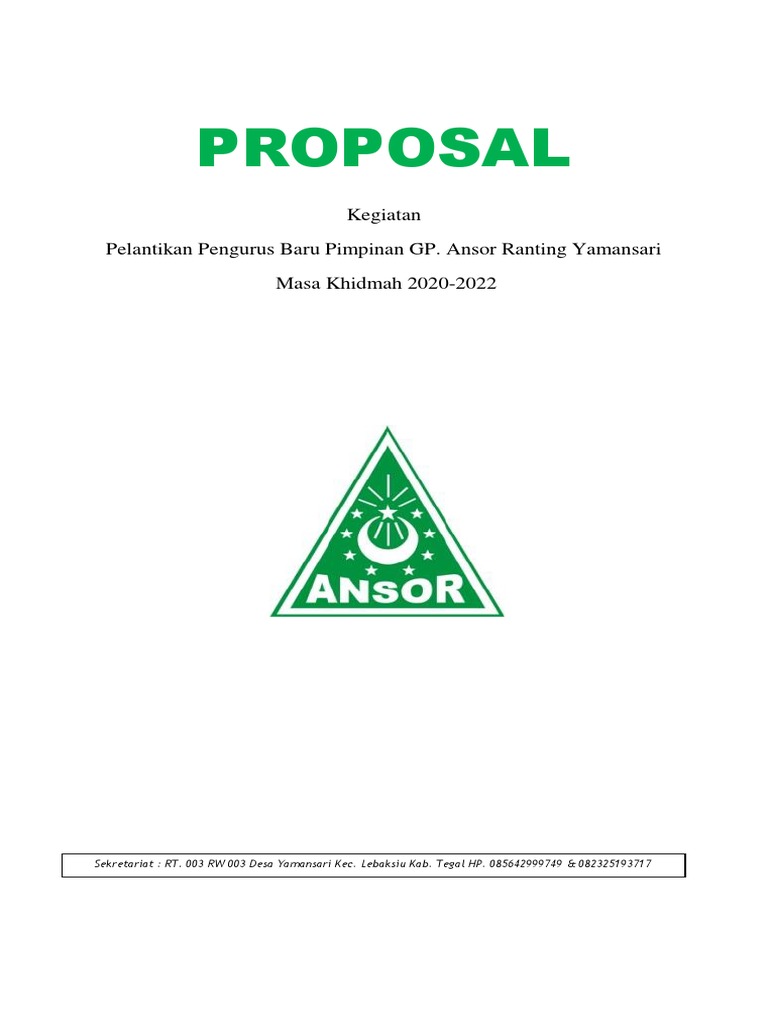 Proposal Pelantikan GP - Ansor Yamansari | PDF