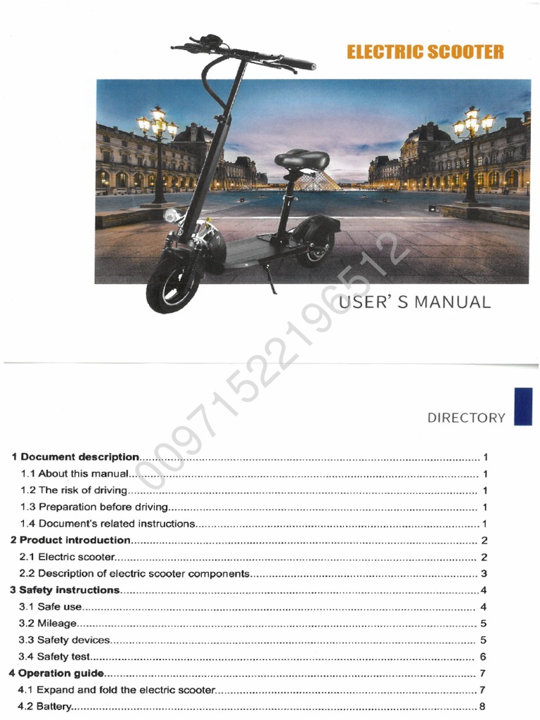 E10 Electric Scooter 2021 Model Dual Light 00970522196512 | PDF