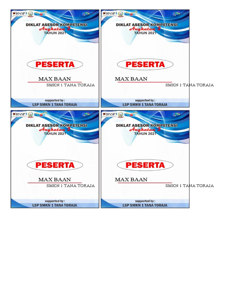 Contoh Desain ID Card Peserta SMK | PDF