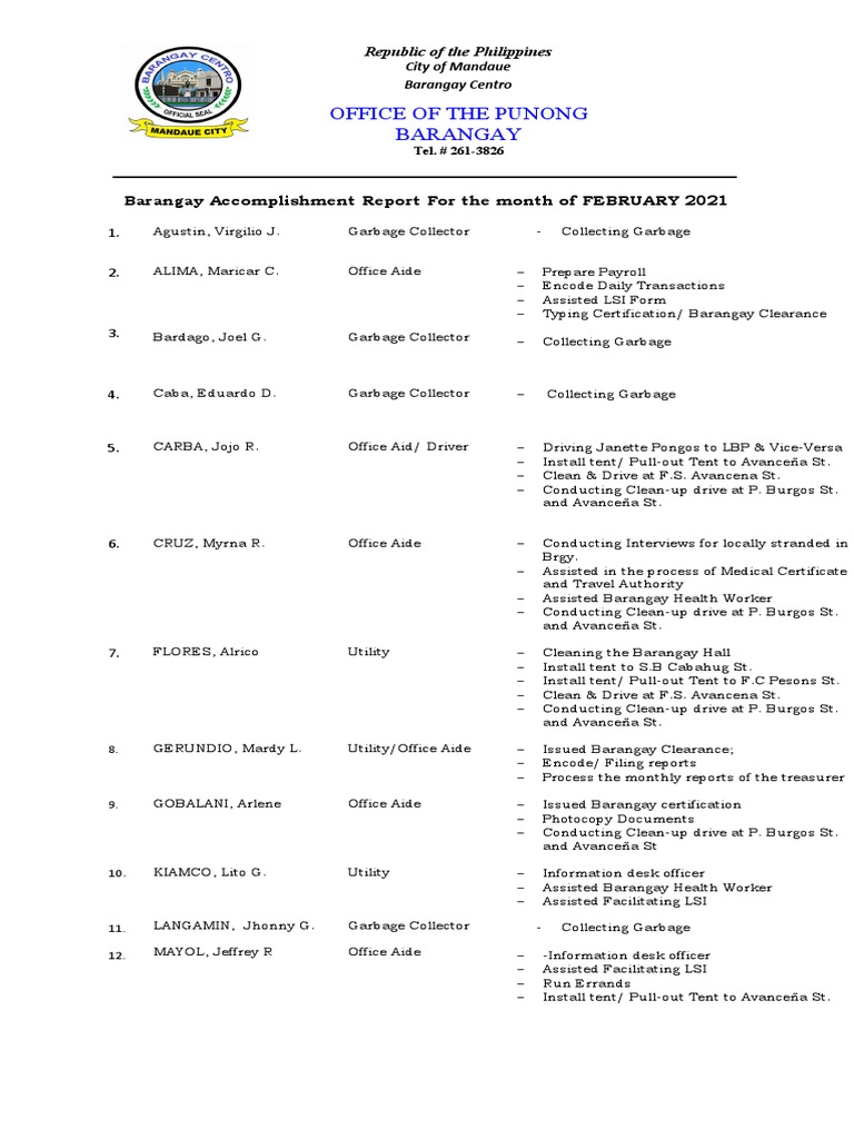 Barangay Detailed Accomplishment Report New LH | PDF | Business