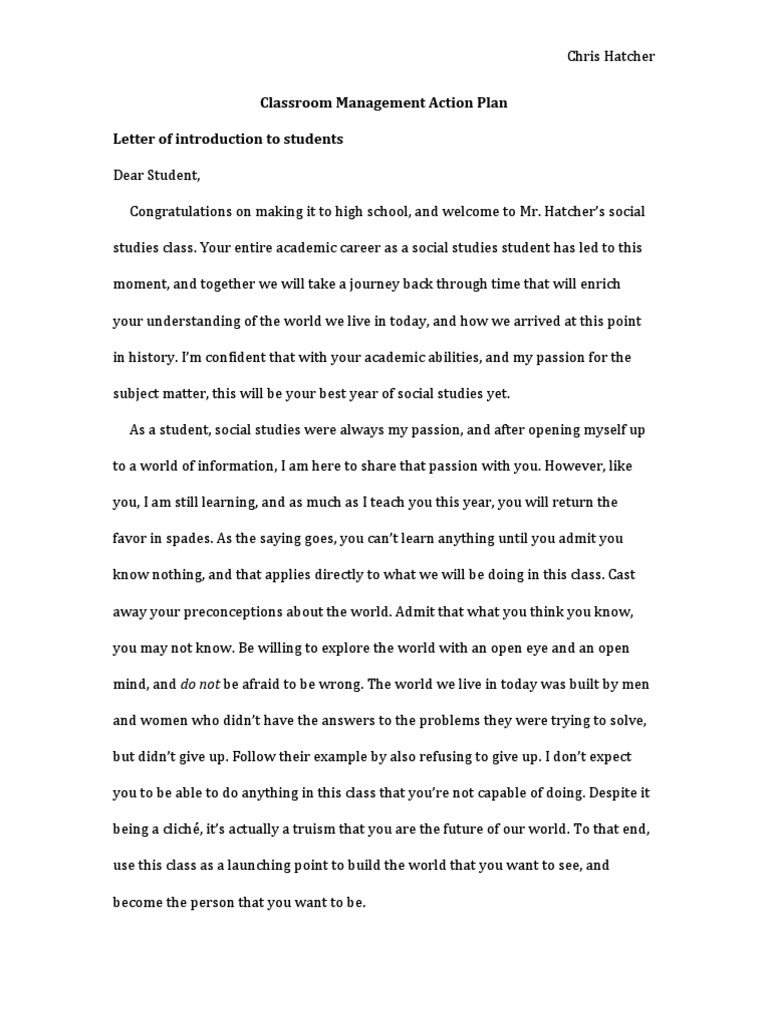 Classroom Management Action Plan | PDF | Classroom | Lesson Plan