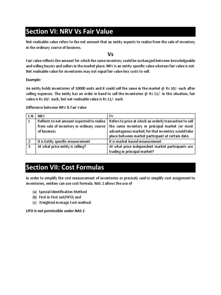 Section VI: NRV Vs Fair Value: Example | PDF | Inventory | Business