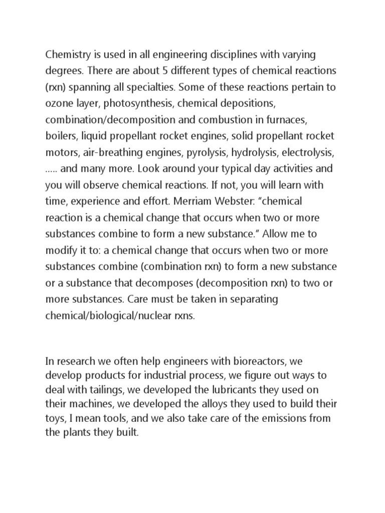 Applications of Chemistry in Engineering | PDF