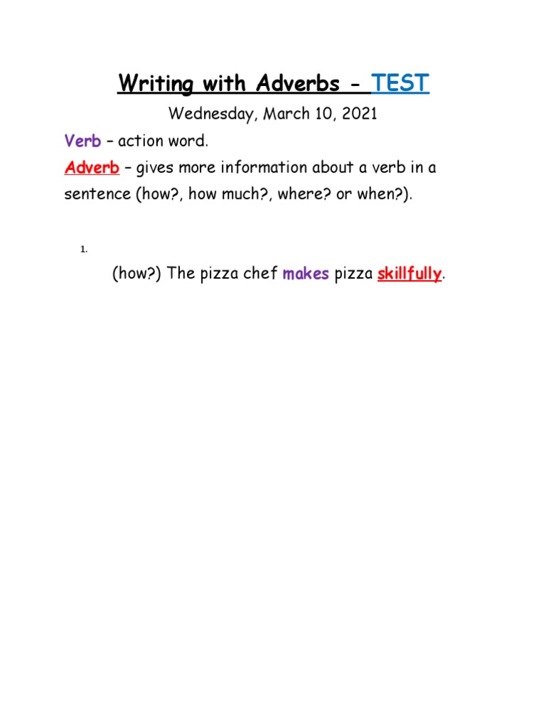 Writing With Adverbs | PDF