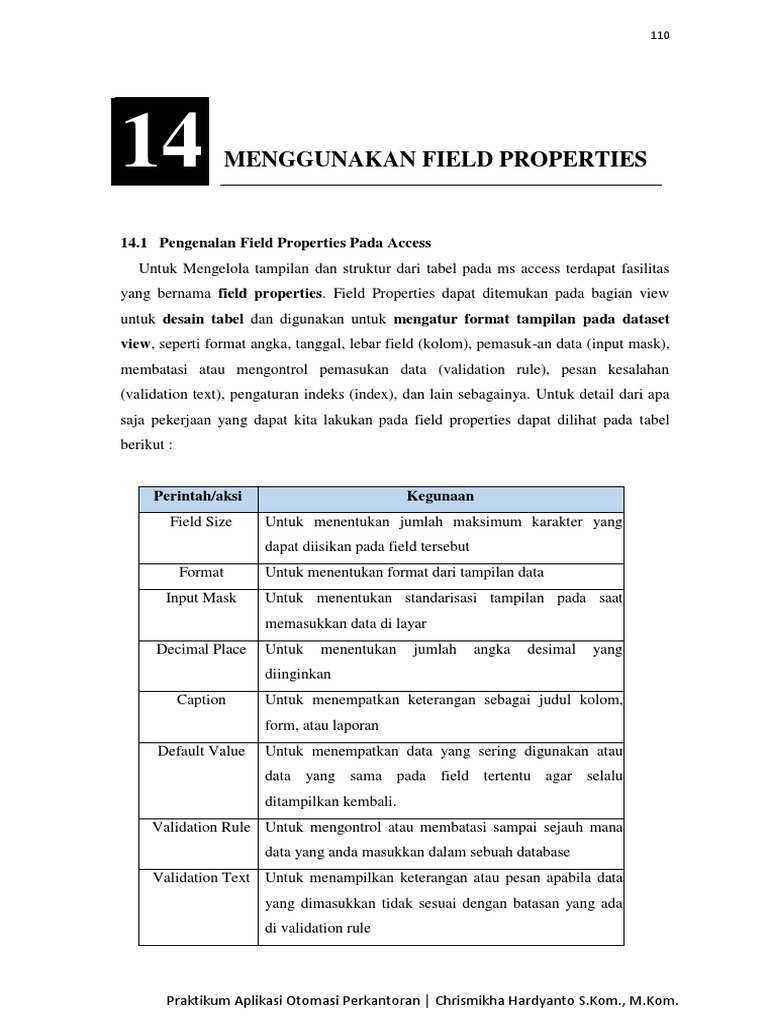 Pertemuan 14 - Field Properties | PDF