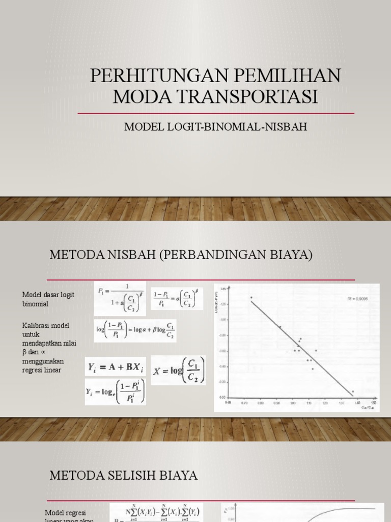 Model Logit Binomial Untuk Pemilihan Moda Transportasi Berdasarkan