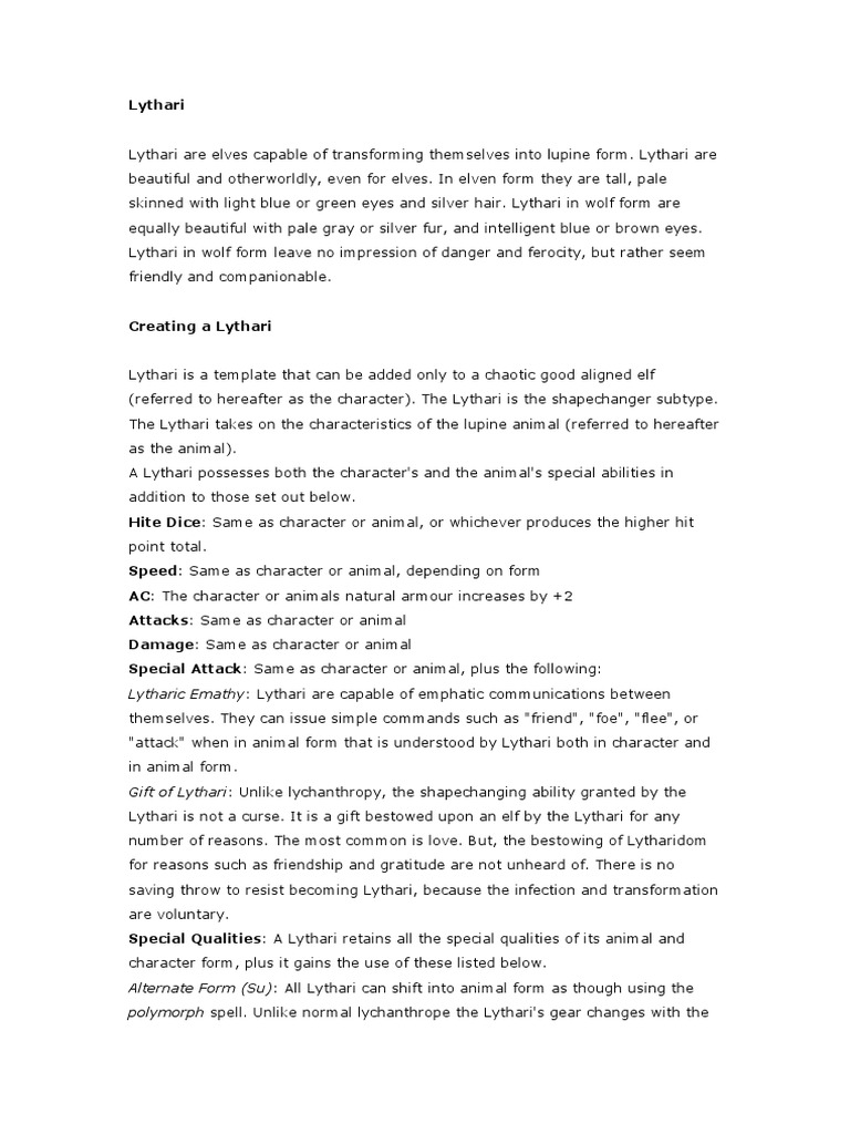 Lythari | Download Free PDF | Elf (Dungeons & Dragons) | Fantasy