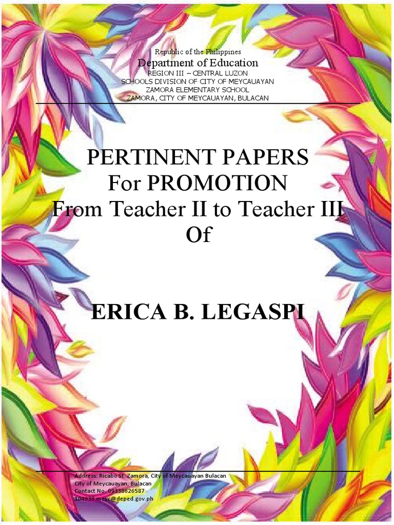 Pertinent Papers For Promotion From Teacher II To Teacher III of | PDF