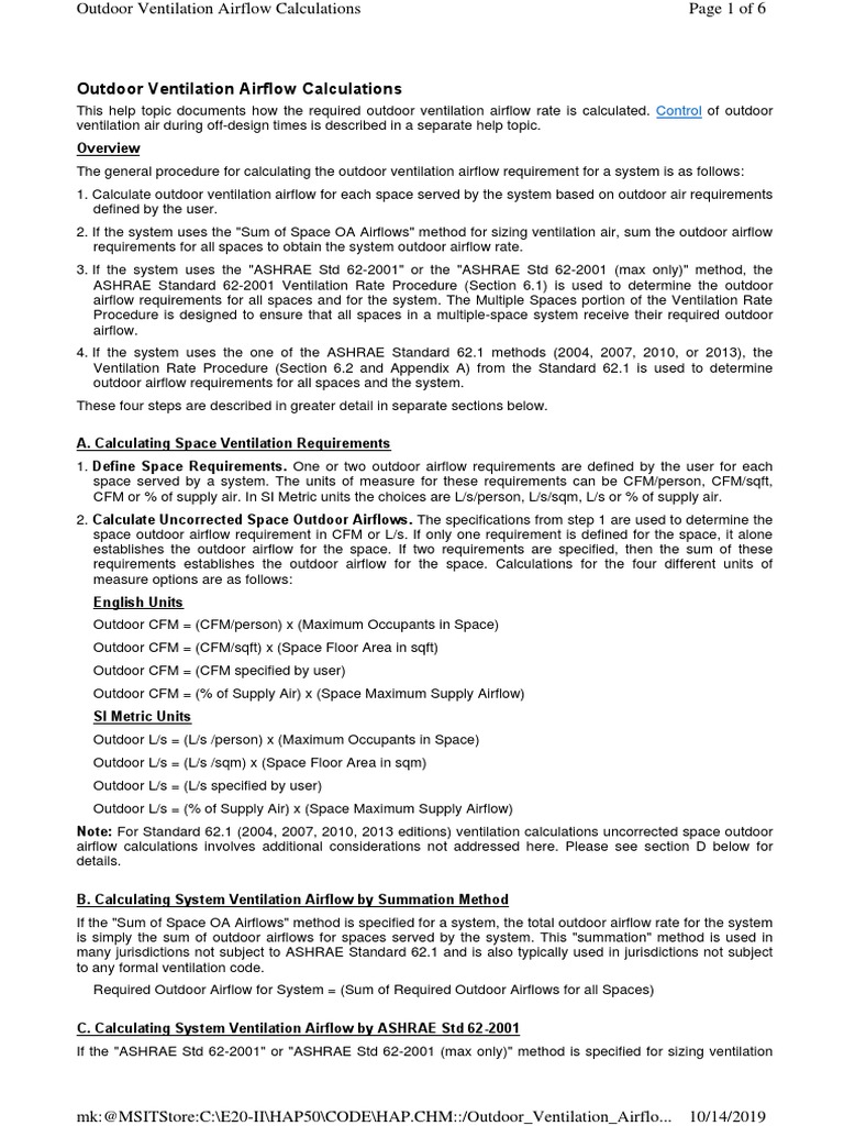 Outdoor Airflow Calculation Guide | PDF | Ventilation (Architecture ...