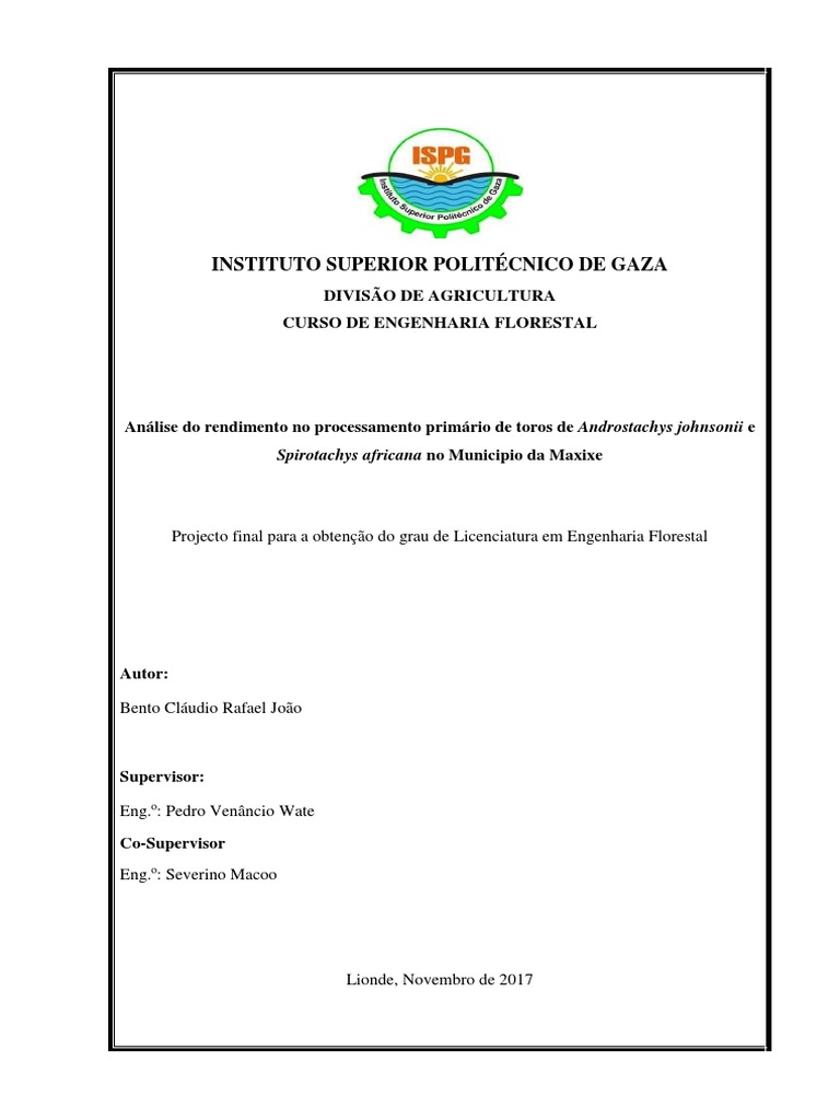 Rendimento de Madeira Mecrusse e Sândalo | PDF | Madeira | Moçambique